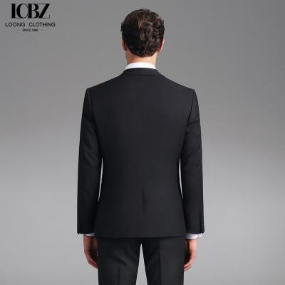 中国 オーダーメイド 羊毛/シルク 男性 ビジネススーツ 暗黒色 単胸閉 販売のため