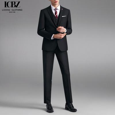 中国 オーダーメイド 羊毛/シルク 男性 ビジネススーツ 暗黒色 単胸閉 販売のため