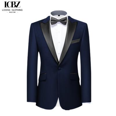 Cina Lunghezza regolare Colore scuro Pistola a un bottone e sciarpa Collare di seta di lapel Abiti da lavoro da uomo in vendita