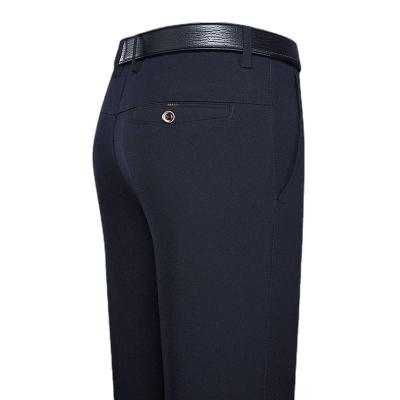 Cina Pantaloni da uomo a fascia media khaki in 100% lino e stile ufficio britannico in vendita