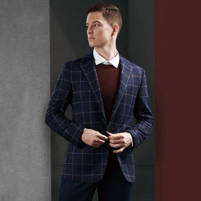 Cina 2022 Custom Design Textured Mens Business Suit Blazer Jacket con Navy per l'autunno in vendita