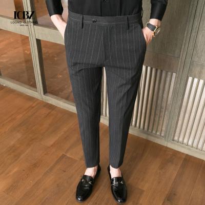 Cina Pantaloni d'autunno per uomini con strisce spesse e design a fascia media in vendita