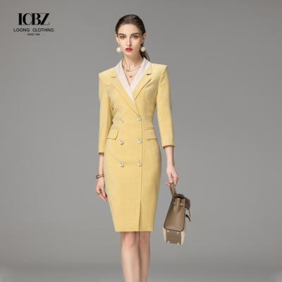 Cina Abito da ufficio da due pezzi da donna in abito da due pezzi in colori e tessuto in fibra di poliestere in vendita