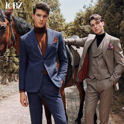 Cina Blue Houndstooth Abito da uomo per lavoro Abito formale casual e abito da sposa in vendita