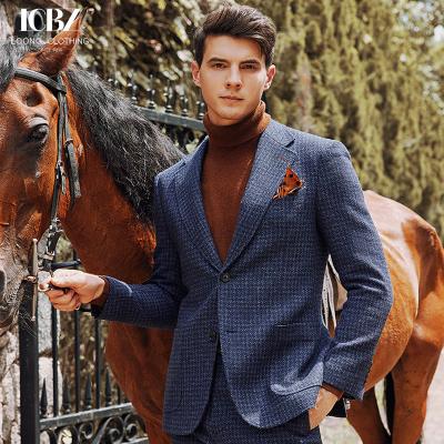 Cina Blue Houndstooth Abito da uomo per lavoro Abito formale casual e abito da sposa in vendita