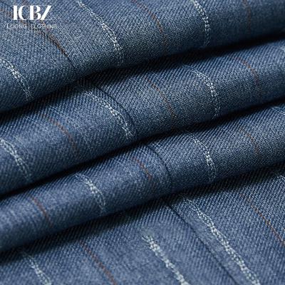 Cina Stampa di logo personalizzata abito da uomo a strisce blu tessuto per sposi alla moda ai matrimoni in vendita