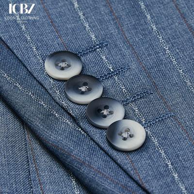 Cina Stampa di logo personalizzata abito da uomo a strisce blu tessuto per sposi alla moda ai matrimoni in vendita