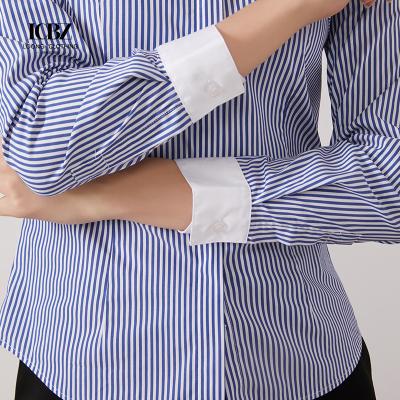 Cina Servizio Ufficiale Marina 100% di cotone Strip bottone giù camicie colore di contrasto personalizzato in vendita