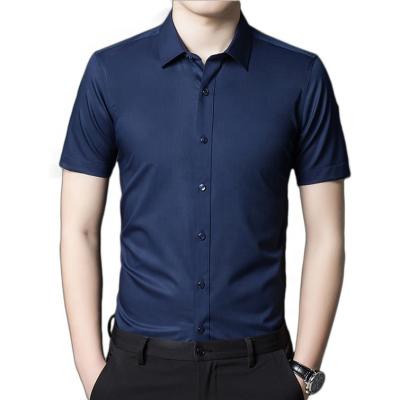 Cina T-shirt da lavoro da uomo con manica corta in formale Top da ufficio a colori solidi Buttone in basso OEM in vendita