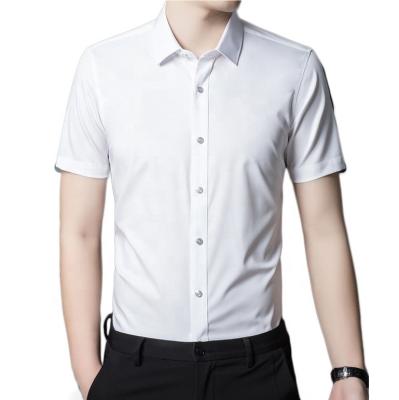 Cina T-shirt da lavoro da uomo con manica corta in formale Top da ufficio a colori solidi Buttone in basso OEM in vendita