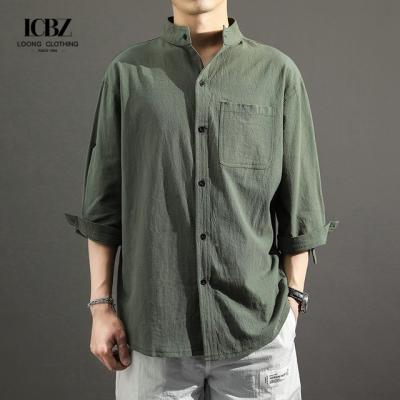 中国 固いパターン 公式 男性のシャツ 長袖 綿 麻布 中国様式 ゆるいコート 販売のため