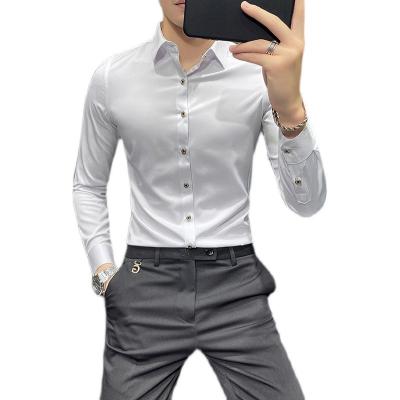 中国 長袖カスタム式シャツ 男性用 プリントポリエステル綿 スリムフィット カジュアルシャツ 販売のため