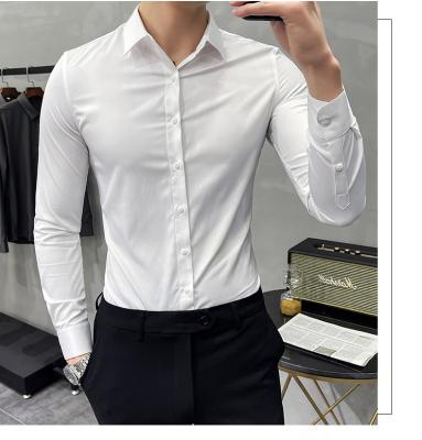 中国 1000 ファッション秋 固体色 長袖ドレス 男性服 男性用シャツ スリム 販売のため