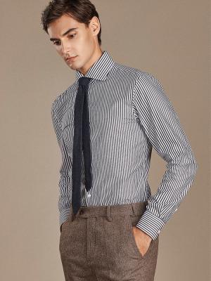 Cina Autunno luce lusso uomo grigio business casual formale camicia di cotone camicia a maniche lunghe in vendita