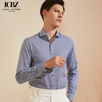 Cina Camicia a quadri da uomo in fibra di cotone / bambù stile giapponese Casual Slim Top a maniche lunghe in vendita