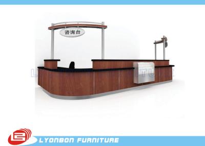 China High End Hotel Brown Wood Reception Desk Custom With Finished Surface for sale