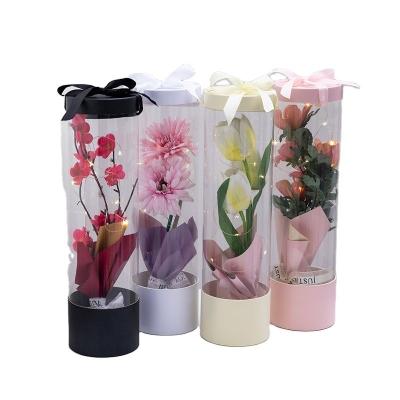 China 4c Offset Printing Ronde karton Custom PVC Transparent Window Cylinder Flower Te koop