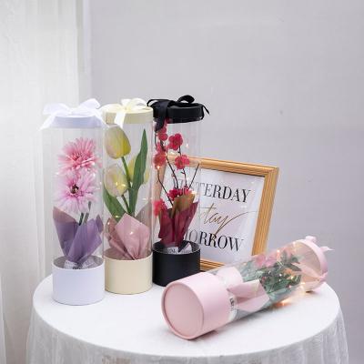 중국 4c 오프셋 인쇄 둥근 카드보드 사용자 지정 PVC 투명한 창문 실린더 꽃 판매용