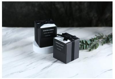 China Custom Logo Glass Candle Jars Package with Ribbon Luxury Paperboard Candle Box Packaging for sale