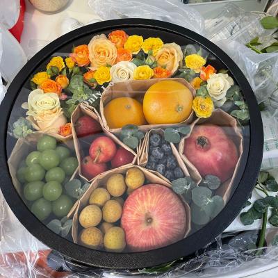 Китай Ручной сделанный круглый золотой штампованный фруктовый цветочный ящик с прозрачным окном Другие Тип ящика продается