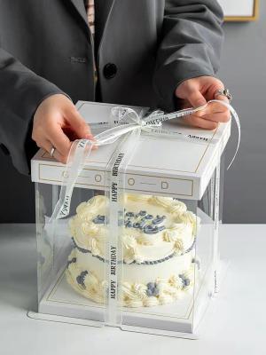 Cina Trasparente Custom Luxury Chiaro Alto Matrimonio Cibo OEM Manifatto Quadrato Cassa di Torta di Plastica in vendita