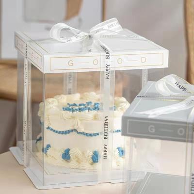 Cina Trasparente Custom Luxury Chiaro Alto Matrimonio Cibo OEM Manifatto Quadrato Cassa di Torta di Plastica in vendita