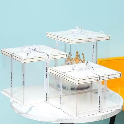 Cina Trasparente Custom Luxury Chiaro Alto Matrimonio Cibo OEM Manifatto Quadrato Cassa di Torta di Plastica in vendita