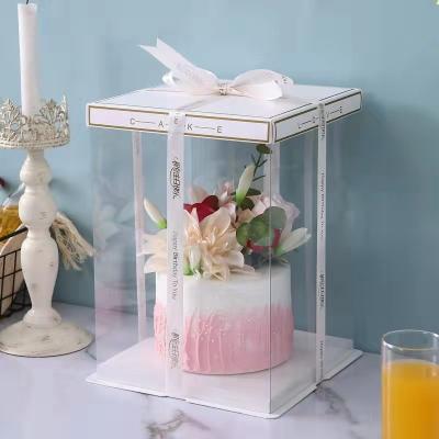 Cina Trasparente Custom Luxury Chiaro Alto Matrimonio Cibo OEM Manifatto Quadrato Cassa di Torta di Plastica in vendita