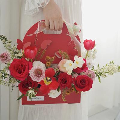 China Custom Order Accepted Dekun Luxury Cardboard Paper Butterfly Flower Box with Handle for sale