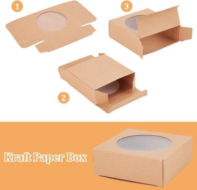 China Round Clear Window Kraft Paper Gift Wrapping Box for Homemade Soap Wedding Party Favor for sale