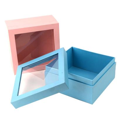 Китай Напечатанные на заказ жесткие коробки роскошные квадратные цветные бумажные цветочные подарочные коробки с прозрачным окном продается