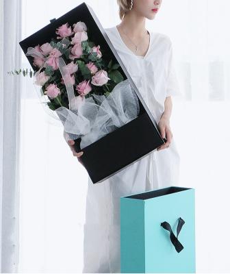 거대한 직사각형 디스플레이 리본 핸들 카드보드 종이 장미 포장품