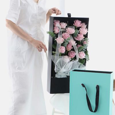 China Custom Logo Rectangle Florist Display Cardboard Paper Rose Packaging Boxes Fancy Style for sale