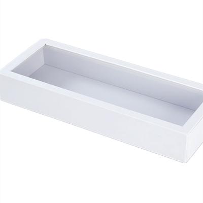 China Flip Top PVC Window White Rigid Cardboard Necktie Packaging Box Magnetic Closure for sale