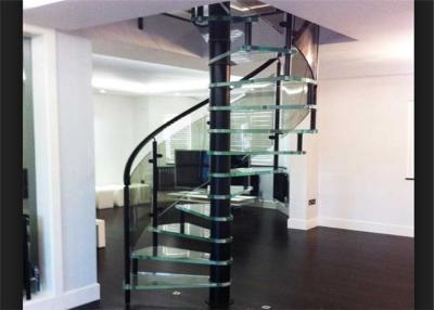 China modern spiral staircase with glass tread and rod bar railing modern can customized for sale