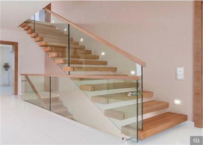 China Hot Sale Stainless Steel Straight Staircase with Solid Wood Steps/ Glass Tread for sale