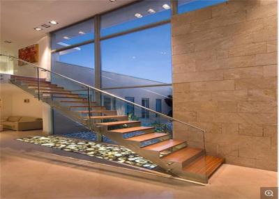 China Wood Straight Staircase Design for House Interior Floating Staircase for sale