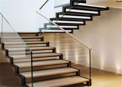 China Customized low cost staircase design double straight Stringer rubber wood staircase for sale