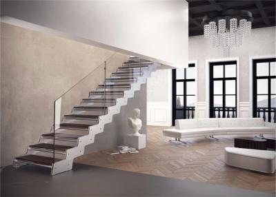 China Modern Wood Staircase Design for House Interior Straight double Stringer Staircase for sale