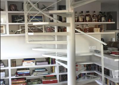 China stainless steel structure commercial metal stairs step design spiral staircase with rod railing for sale