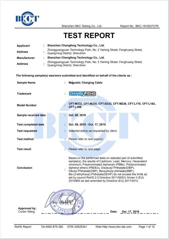 RoHS - Shenzhen Changfeng Technologies Co., Ltd.