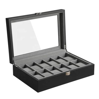 Cina Contenitore di gioielli di vetro dell'orologio del regalo del bordo del MDF del legno duro EVA Insert in vendita