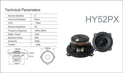China Huistheater 2 Spreker van de Kanalen60w RMS 20kHz de Coaxiale Auto Te koop