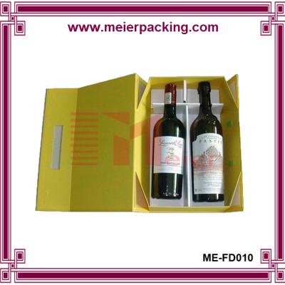 China Wine double bottle box/Foldable rose wine rigid cardboard box ME-FD010 for sale
