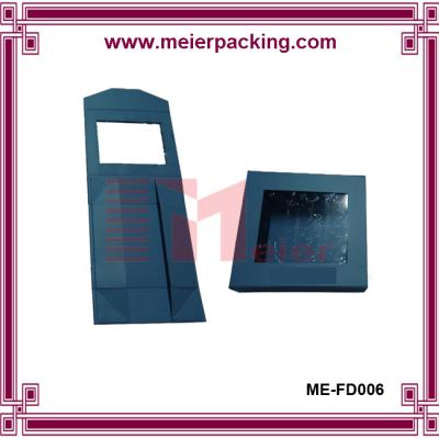 China Square paper box, custom printed folding box with PVC window, dark blue gift box  ME-FD006 for sale
