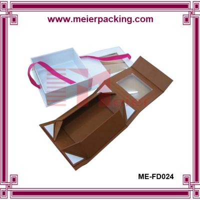 China Folding paper box with PET window, popular design square paper album box ME-FD024 for sale
