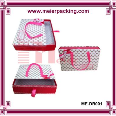 China Ribbon shopping paper shoe box, carrier paper drawer slide clothing box ME-DR001 for sale