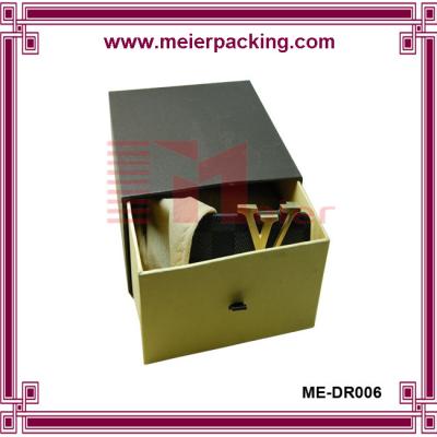 China Leather tie rigid cardboard paper box for men belt, apparel slider box ME-DR006 for sale