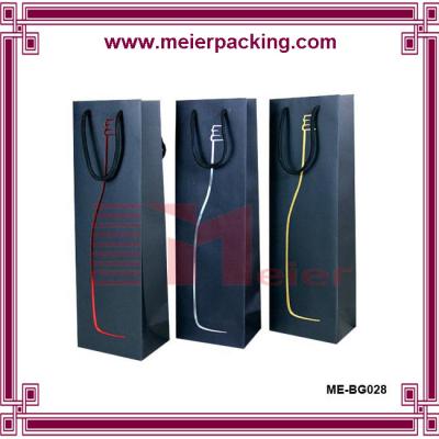 China Luxury hot stamp laminated paper wine carry bags printing ME-BG028 for sale