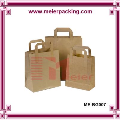 China Flat packed kraft paper bags/Retail supermarket brown bag for food ME-BG007 for sale